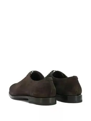 FERRAGAMO Suede Almond-toe Lace-up Shoes - Brown
