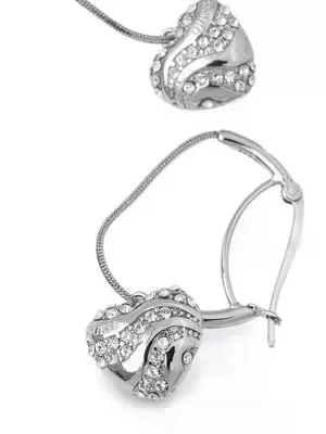 Guess Crystal Embellished Heart Motif Earrings