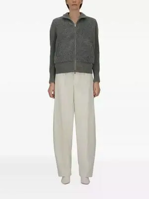 Herno Ribbed Knit Cardigan With Zip Fastening - Grey