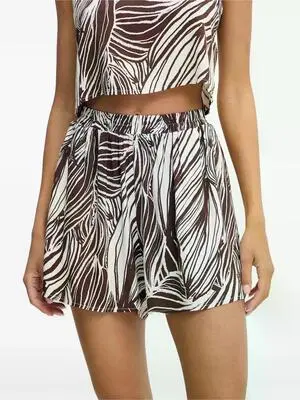 Guess Leaf-print Mini Shorts - Brown