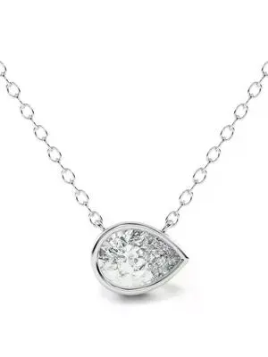 Diamond Essentials 14k White Gold Pear-cut Solitaire Pendant Necklace - Silver