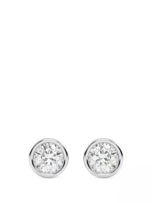 Diamond Essentials 14k White Gold Bezel-set Diamond Stud Earrings - Silver
