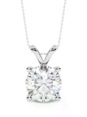 Diamond Essentials 14k White Gold 5 Carat Round-cut Diamond Solitaire Necklace - Silver