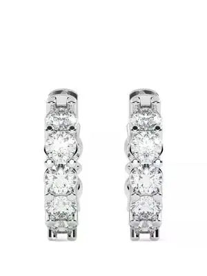 Diamond Essentials Lab-grown Diamond Huggie Hoop Earrings In 14k White Gold - Silver