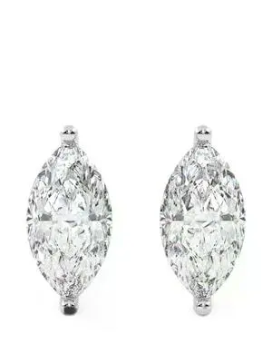 Diamond Essentials Marquise-cut Solitaire Diamond Stud Earrings In 14k White Gold - Silver