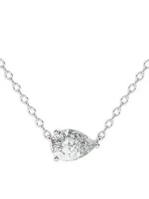 Diamond Essentials 14kt White Gold Pear-cut Diamond Pendant Necklace - Silver