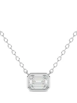 DIAMOND ESSENTIALS Emerald-cut Diamond Pendant Necklace - Silver