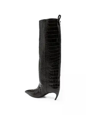 Attico Lea Croc-effect Leather Knee-high Boots
