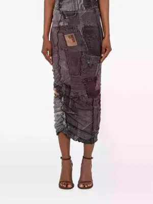 Moschino Printed Mesh Midi Skirt