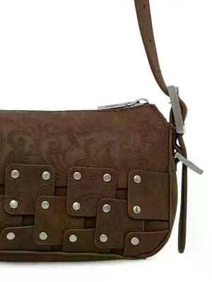 Desigual Embossed Studded Shoulder Bag With Detachable Pouch