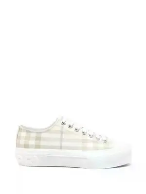 Burberry Check Pattern Platform Lace-up Sneakers - Neutrals
