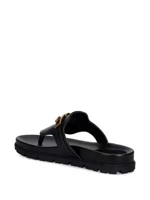 Guess Farron Leather Logo Plaque Thong Sandals