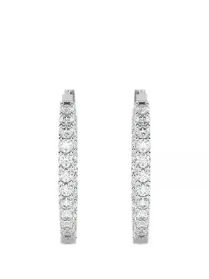 Diamond Essentials 14k White Gold Diamond Hoop Earrings - Silver