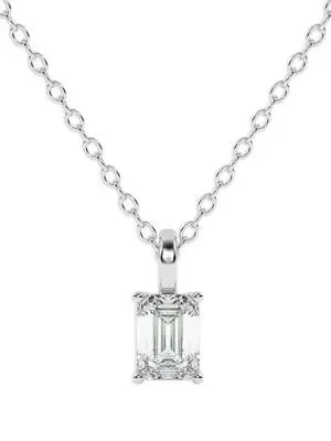 Diamond Essentials Lab-grown Emerald-cut Diamond Solitaire Pendant Necklace - Silver