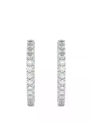 Diamond Essentials 7 Carat Diamond Hoop Earrings In 14k White Gold - Silver