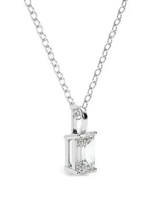 DIAMOND ESSENTIALS Emerald Cut Diamond Pendant Necklace With Chain-link - Silver