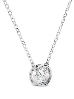 Diamond Essentials 14k White Gold Oval-cut Diamond Necklace - Silver