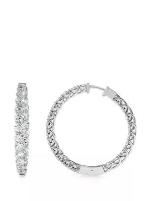 Diamond Essentials 14k White Gold Lab-grown Diamond Hoop Earrings - Silver