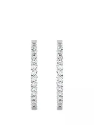 Diamond Essentials Lab-grown Diamond Oval Hoop Earrings In 14k White Gold - Silver