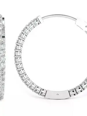 Diamond Essentials 14k White Gold Diamond Hoop Earrings - Silver