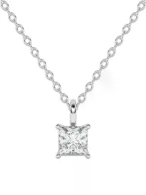 DIAMOND ESSENTIALS 1.0 Carat Princess-cut Diamond Necklace In 14k White Gold - Silver