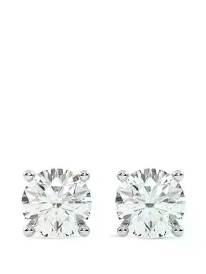 Diamond Essentials Diamond Solitaire Princess Cut Stud Earrings - Silver