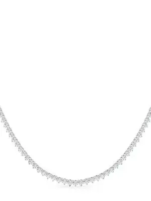 Diamond Essentials 10 Carat Round-cut Diamond Tennis Necklace In 14k White Gold