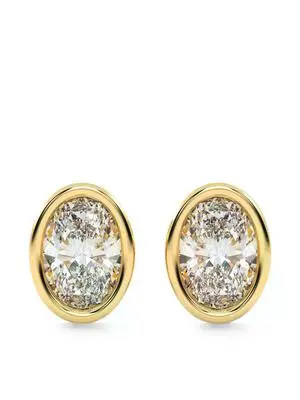 Diamond Essentials 14k Yellow Oval-cut Diamond Solitaire Earrings - Gold