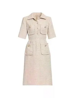 Elie Saab Sequin-embellished Tweed Midi Dress - Neutrals