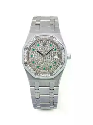 AUDEMARS PIGUET Royal Oak Diamond And Emerald Watch - Silver