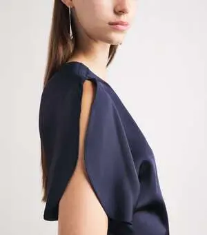 Victoria Beckham Bela Satin Midi Dress - Navy