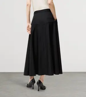 Burberry Wool Belted Midi Skirt