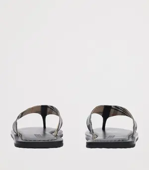 Burberry Embossed Check Pavilion Leather Sandals