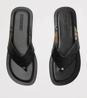 Burberry Embossed Check Pavilion Leather Sandals