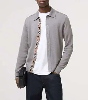 Burberry Wool Cardigan With Check Trim