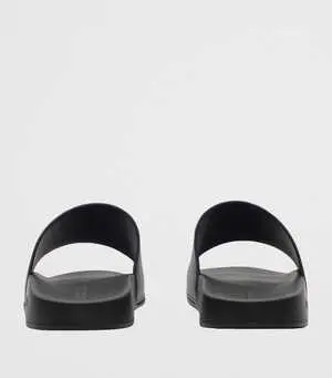 Burberry Checked Rubber Slides - Navy