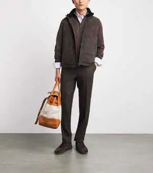 FIORONI CASHMERE Sea Island Cotton-cashmere Quarter-zip Sweater - Brown