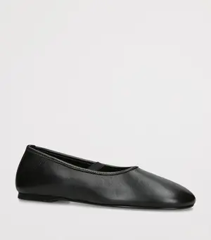 Dear Frances Leather Balla Ballet Flats - Black
