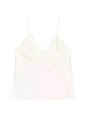 FORTE_FORTE Satin V-neck Sleeveless Top - Neutrals
