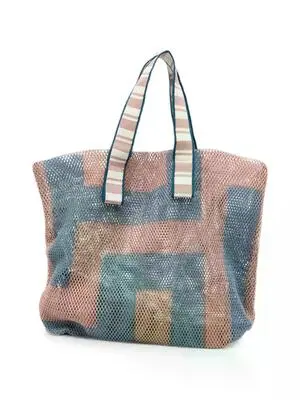 ÉPICE Kanpur Mesh-knit Geometric-pattern Tote Bag - Brown