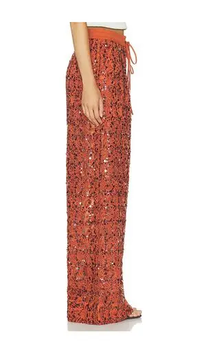 Essentiel Antwerp Jenims Lace Sequin Wide Leg Pants - Rust
