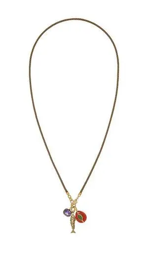 ROXANNE ASSOULIN Cubic Triple Charm Cord Pendant Necklace - Multi