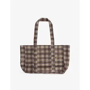 DAMSON MADDER Check Cotton-canvas Tote Bag