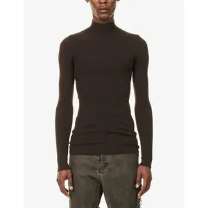 Rick Owens Turtle-neck Ribbed Knit-wool Top