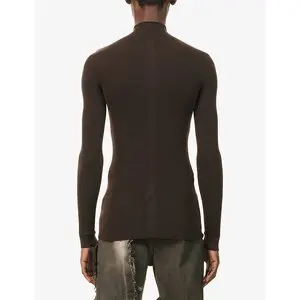 Rick Owens Turtle-neck Ribbed Knit-wool Top