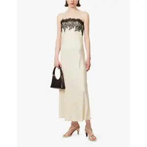 Dissh Mina Lace-trim Satin Maxi Dress