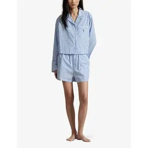 Polo Ralph Lauren Striped Logo-embroidered Cotton-poplin Pyjama Set