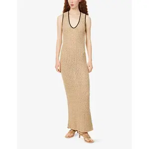 SIR. Ellinor Open-knit Cotton Maxi Dress - Light Beige