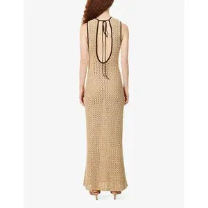 SIR. Ellinor Open-knit Cotton Maxi Dress - Light Beige