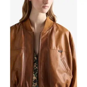 Prada Cropped Regular-fit Leather Bomber Jacket